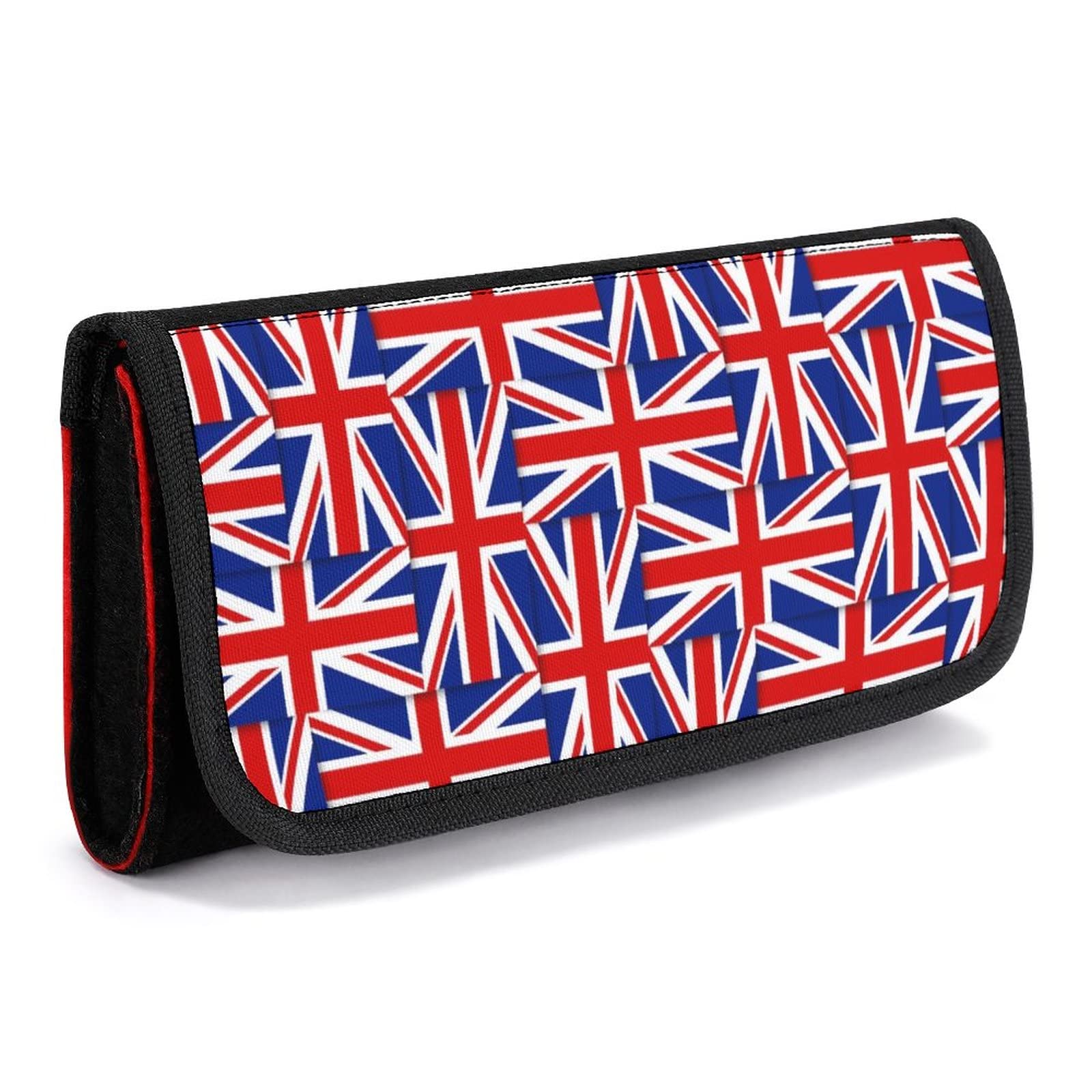 British Flag Pattern Carrying Bag Compatible with Switch Protective Case Slim Felt Pouch with 5 Game Cartridges Holders
