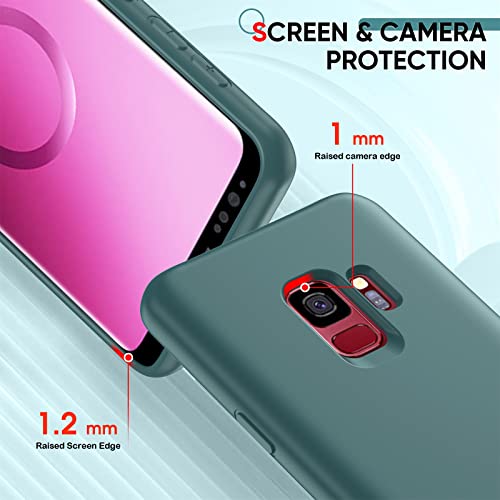LeYi Galaxy S9 Case, Ultra Slim Shockproof Silicone Protective Cover with Microfiber Lining, 3 Layers, Green