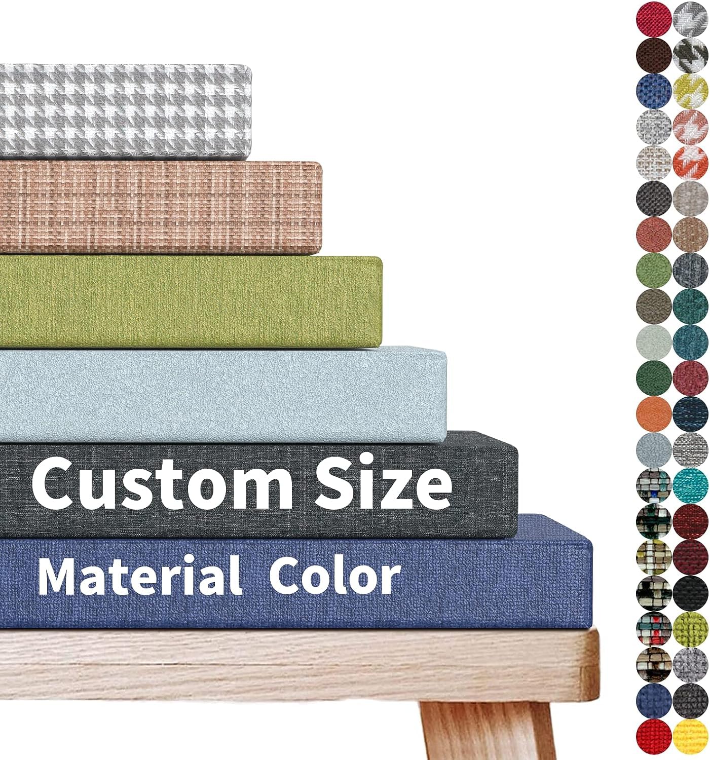 Detiblue Custom Bench Cushion - Outdoor Patio Porch Swing Cushion, Indoor Bay Window Seat Furniture Cushion, Custom Size/Color/Fabric/Technique