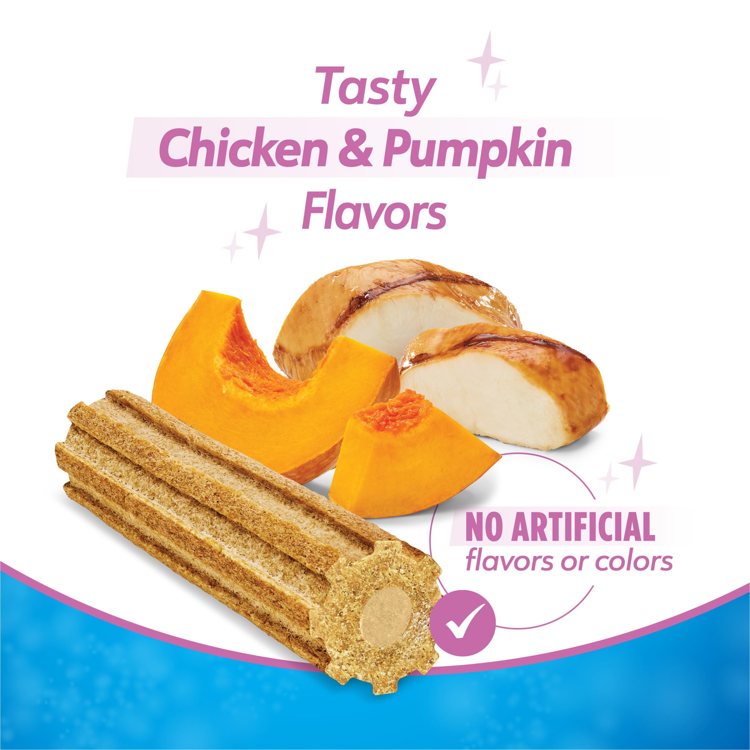 Dentalife Purina Plus Digestive Support Chicken and Pumpkin Flavor Small/Medium Dog Dental Chews, MP - 19 ct. Pouch