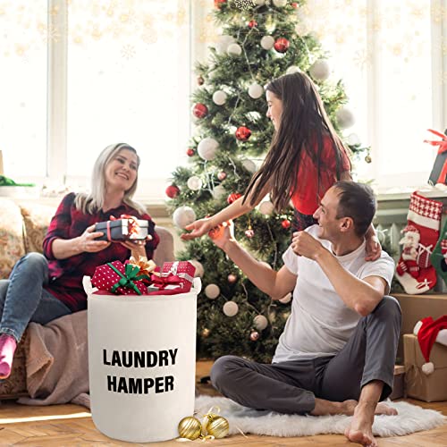 Laundry Basket 2 Pack Waterproof Collapsible Laundry Baskets Freestanding Canvas Fabric Dirty Clothes Hamper Home Bedroom College Dorms (Black Letter) 63L