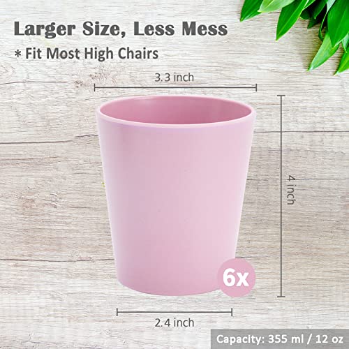 HM-tech 6pcs Bamboo Kids Cups for Baby feeding, Toddler cups for Drinking,Tableware for Baby Toddler Kids Bamboo Kids Dinnerware sets