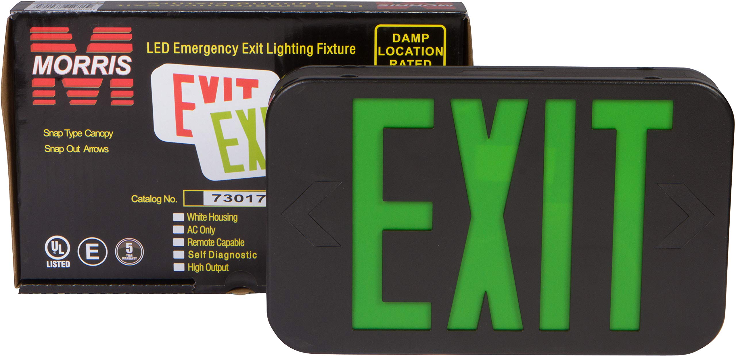 Morris Products 73017 LED Exit Sign, Green LED Color, Black Housing by Morris Products