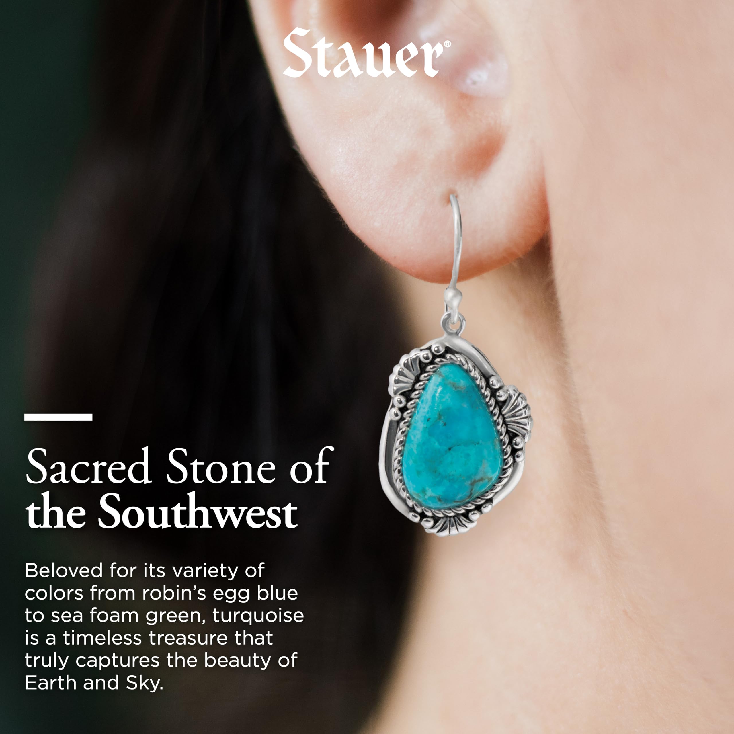 Stauer Sedona Turquoise Genuine Arizona Turquoise Jewelry Earring Set (Earrings)