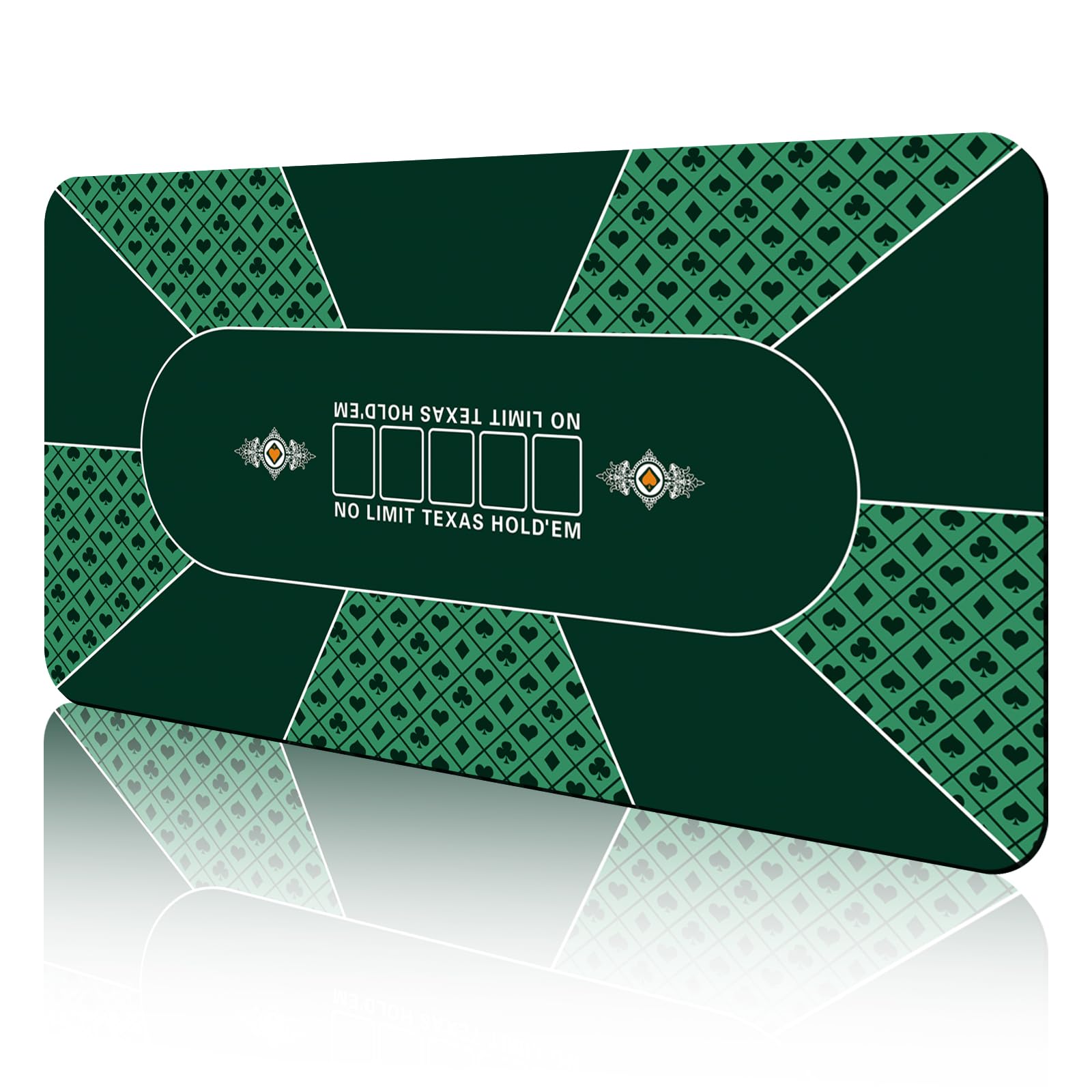 CONTINUE Poker Table Mat 8-10 Players Texas Hold'em Poker Mat Professional Poker Mat Anti-Slip Rubber Poker Table Top Layout with Carrying Bag for Poker Games, Blackjack, Casino (Rectangle Green)