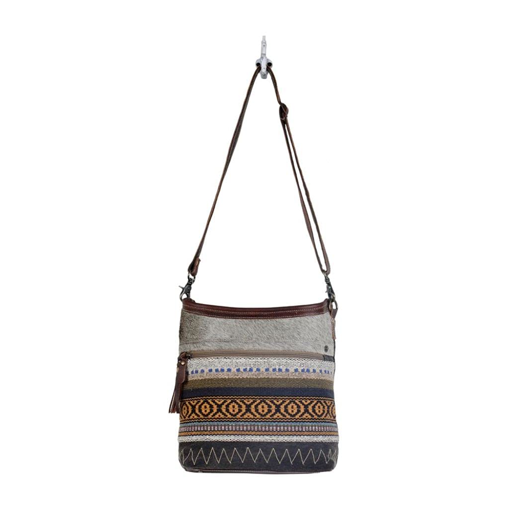 Myra Bag Adaptable Shoulder Bag UpcycledCotton & Cowhide LeatherS-2864