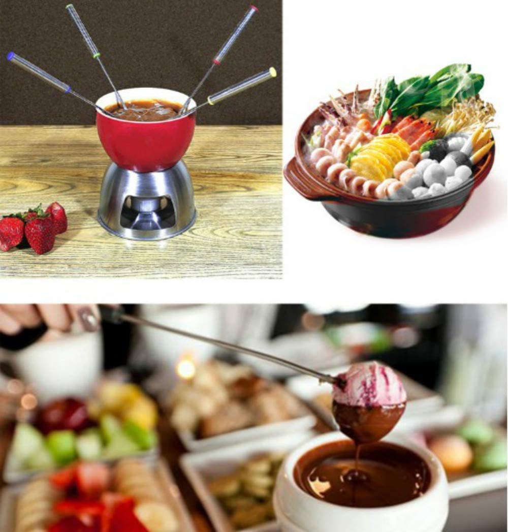 Fondue Sticks 6pcs Stainless Steel Smores Sticks with Heat Resistant Handle for Cheese Meat Chocolate Dessert Roast