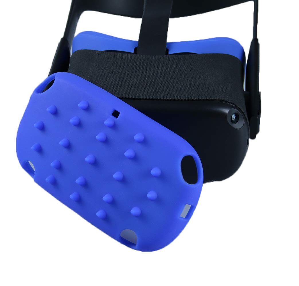 MASiKEN Silicone Mask Cover & Face Cushion for Oculus Quest, Head Cover Protection Skin Cap, Face Pad Replacement Accessories Shock-Resistant Sweatproof Lightproof (Blue)