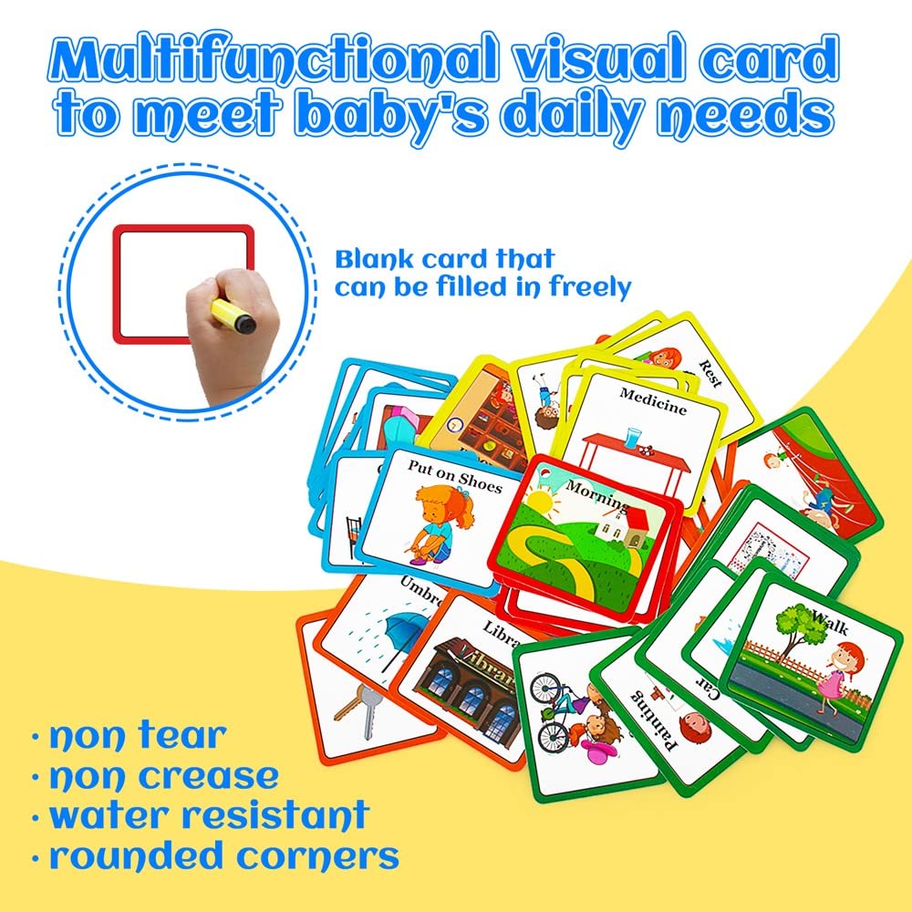 beetoy Visual Schedule Cards for Kids with Autism, Home Chore Chart Routine Cards Autism Learning Materials with 1 Schedule Book and 30 Yellow Stars for at Home, School & in The Community