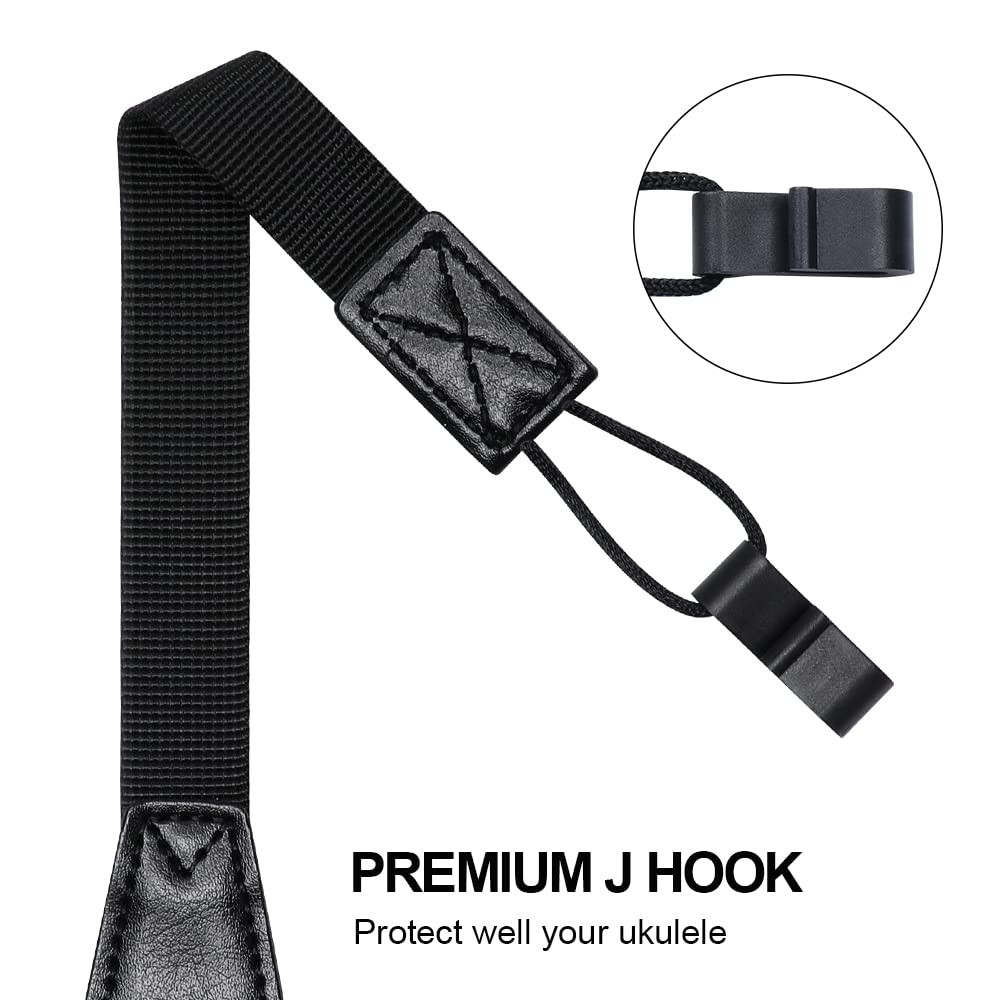 Ukulele Strap No Drill, IHOBOR Adjustable Double J Hook Uke Shoulder Strap, Premium Jacquard Blue totem Clip on Ukelele Strap, Easy to Use and Fit Most Standard Uke Sizes