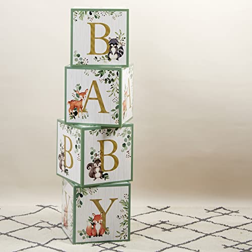 Kate Aspen (Set of 4) Woodland, 4 Count (Pack of 1), Baby Boxes with Letters For Baby Shower Decoration