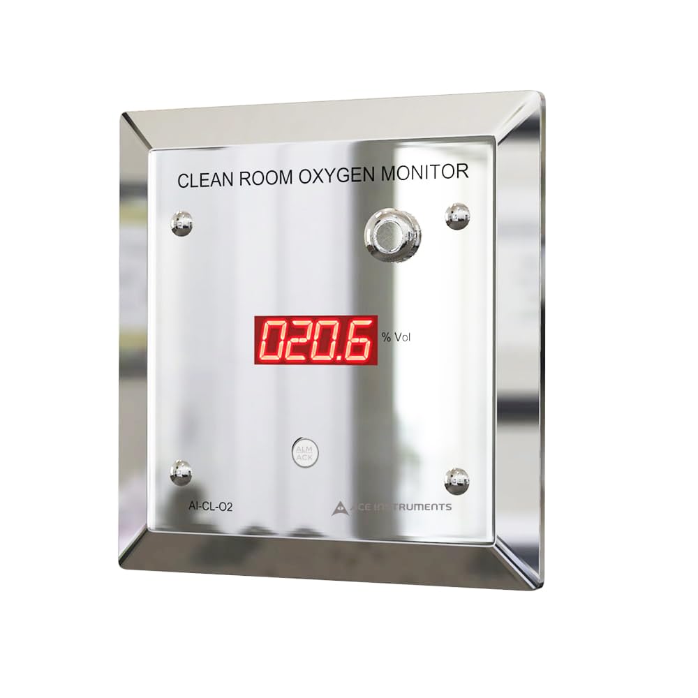 Clean Room Oxygen Monitor (Range: 0 to 25% Vol) for Nitrogen Purging, Pharmaceuticals, Chemical Labs, Clean Rooms Alongwith Factory Calibration Certificate | Model: AI-CL-O2