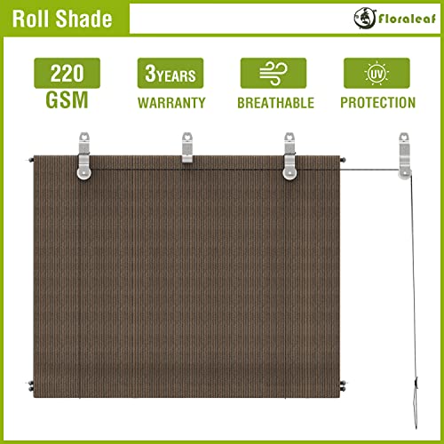 FLORALEAF Outdoor Roller Shades 4'W x 6'H Window Blinds for Porch Screen Deck Pergola Patio Balcony Gazebo Privacy Sunshade Roll Up Outdoor, Brown