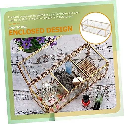 Holibanna Box Jewelry Storage Box Compartment Makeup Case Jewelry Display Boxes Tea Holder for Tea Bags Organizer Jewelry Storage Organizer Drawer Organizer with Lid Glass Jewelry Box Office