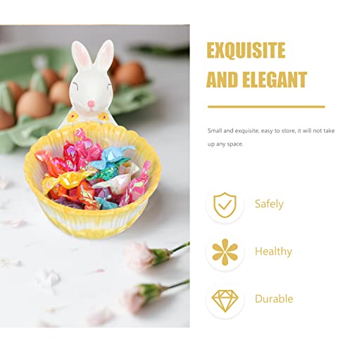 Didiseaon Easter Bunny Candy Bowl Ceramic Rabbit Bowl Snack Appetizer Nut Dish Candy Container Bunny Statue Figurine
