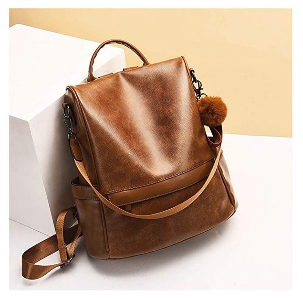 NAITOKE Women Backpack Purse PU Leather Anti-theft Lightweight Ladies Travel Backpack,6766-Brown