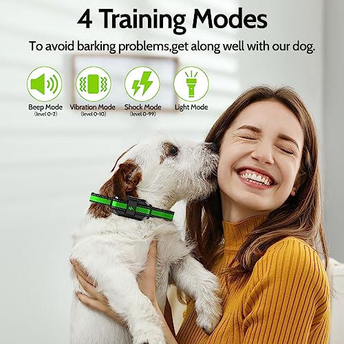 DogStop Dog Training Collar Electric Dog Shock Collar with 4 Training Modes and Waterproof Rechargeable Remote Range 3300Ft for Large Medium Small Dogs (Green)
