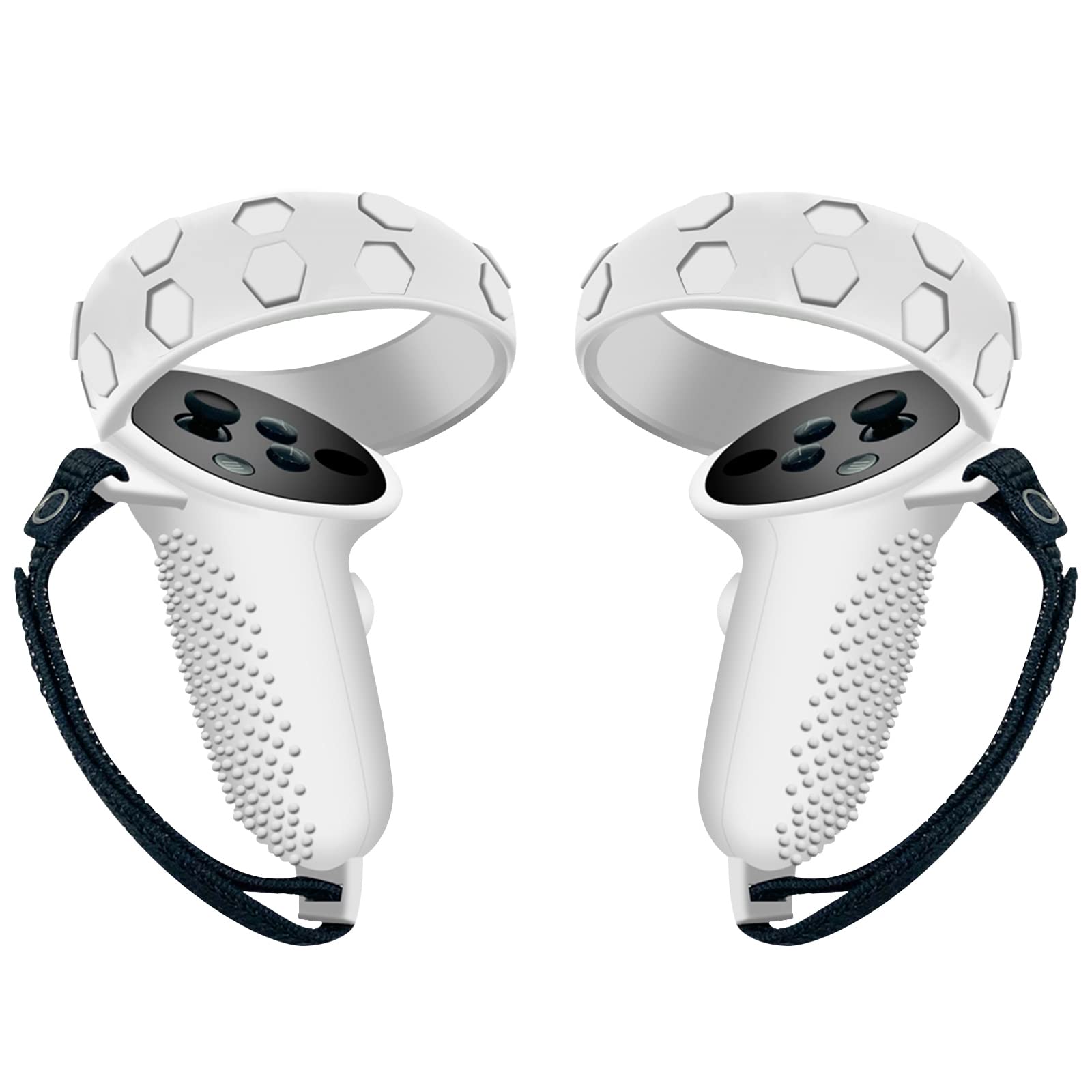 Controller Grips Cover for Oculus Quest 2, GRADETEK Silicone Anti-Throw Grips Cover with Adjustable Knuckle Straps, Protector for Oculus Quest 2 Accessories
