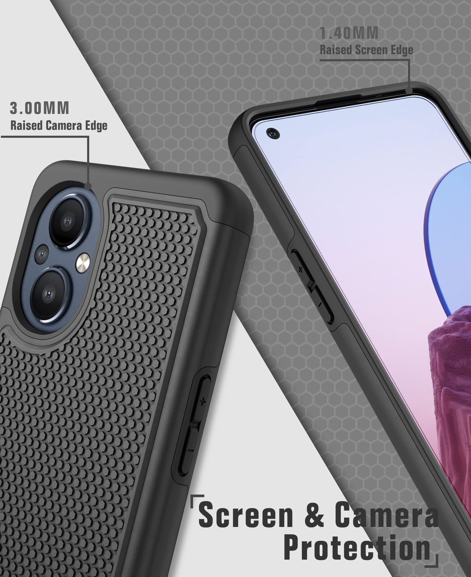 BNIUT for OnePlus Nord N20 5G Case: Dual Layer Shockproof Heavy Duty Protection | Military Grade Drop Proof Protective Phone Cases | Hybrid Hard Shell with Sturdy Durable Texture - Black