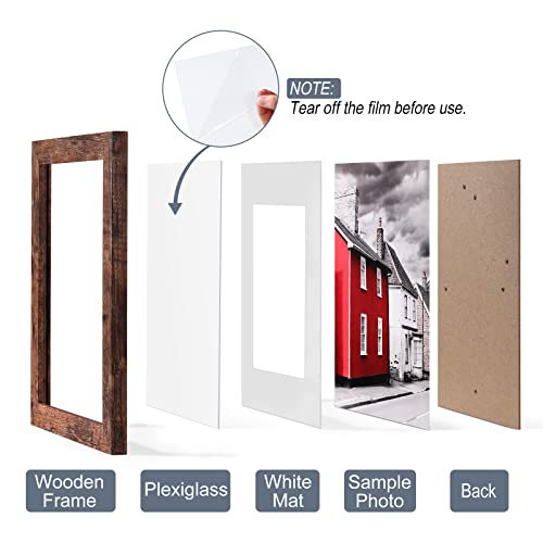 LANDNEOO 8x10 Picture Frame, 4 Pack Woodgrain Wider Frames, Display Pictures 5x7 with Mat or 8x10 Without Mat, Picture Frames Collage Wall Decor or Table Top Display, Multicolour