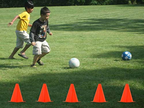 BLQH 36 Pack 7 Inch Plastic Traffic Cones Sport Training Cone Sets Field Marker Cones for Skate Soccer Agility Training & Physical Education Flexible (36)