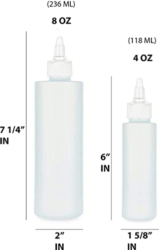 BRIGHTFROM Condiment Squeeze Bottles, 8 & 4 OZ SET, Empty Squirt Bottles, Leak Proof Twist Top Cap - for Ketchup, Mustard, Syrup, Sauces, Dressing, Oil, Arts & Crafts, BPA FREE