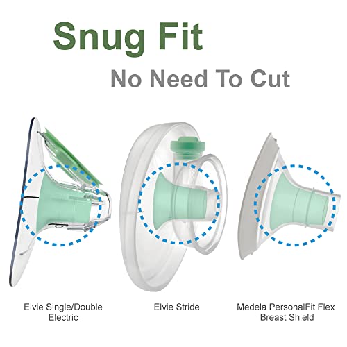 Maymom 19mm Flange Insert (Green) Compatible with Elvie Single/Double Electric, Elvie Stride 24mm Wearable Cup, Compatible with Medela PersonalFit Flex Shield, Not Original Replacement Pump Parts