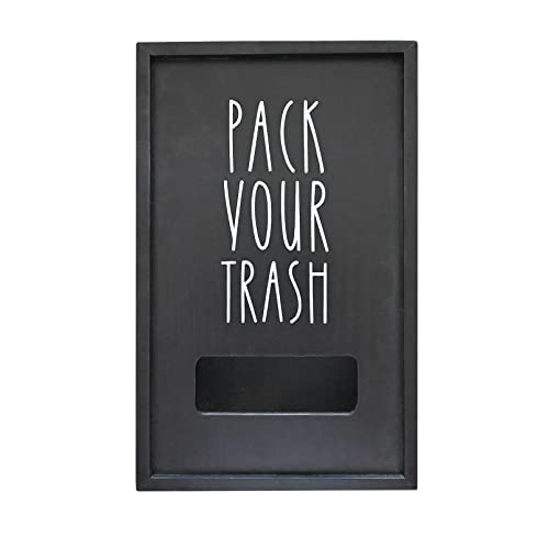 Grocery Bag Holder, Farmhouse Plastic Bag Holder, Wall Mount Vintage Grocery Bag Organizer, Rustic Wood Trash Bag Dispenser, Plastic Bag Storage Organizer, Garbage Bag Holder (Black)