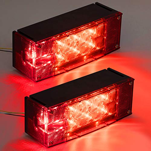 CZC AUTO 12V LED Low Profile Submersible Rectangular Trailer Light Kit Tail Stop Turn Running Lights for Boat Trailer Truck Marine
