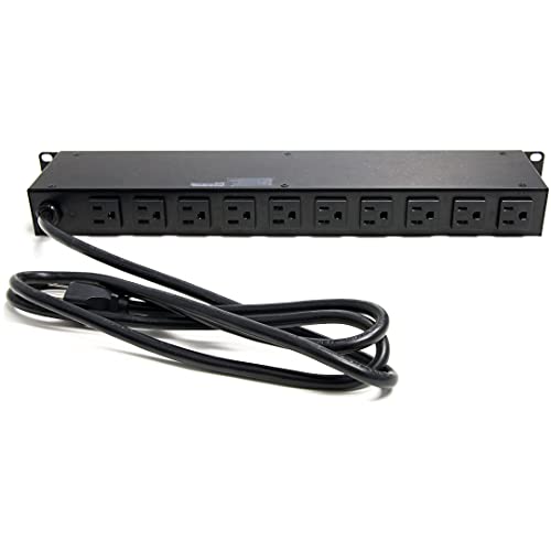StarTech.com 16 Outlet Horizontal 1U Rack Mount PDU Power Strip for Network Server Racks - Surge Protection - 120V/15A - 6ft Power Cord (RKPW161915)