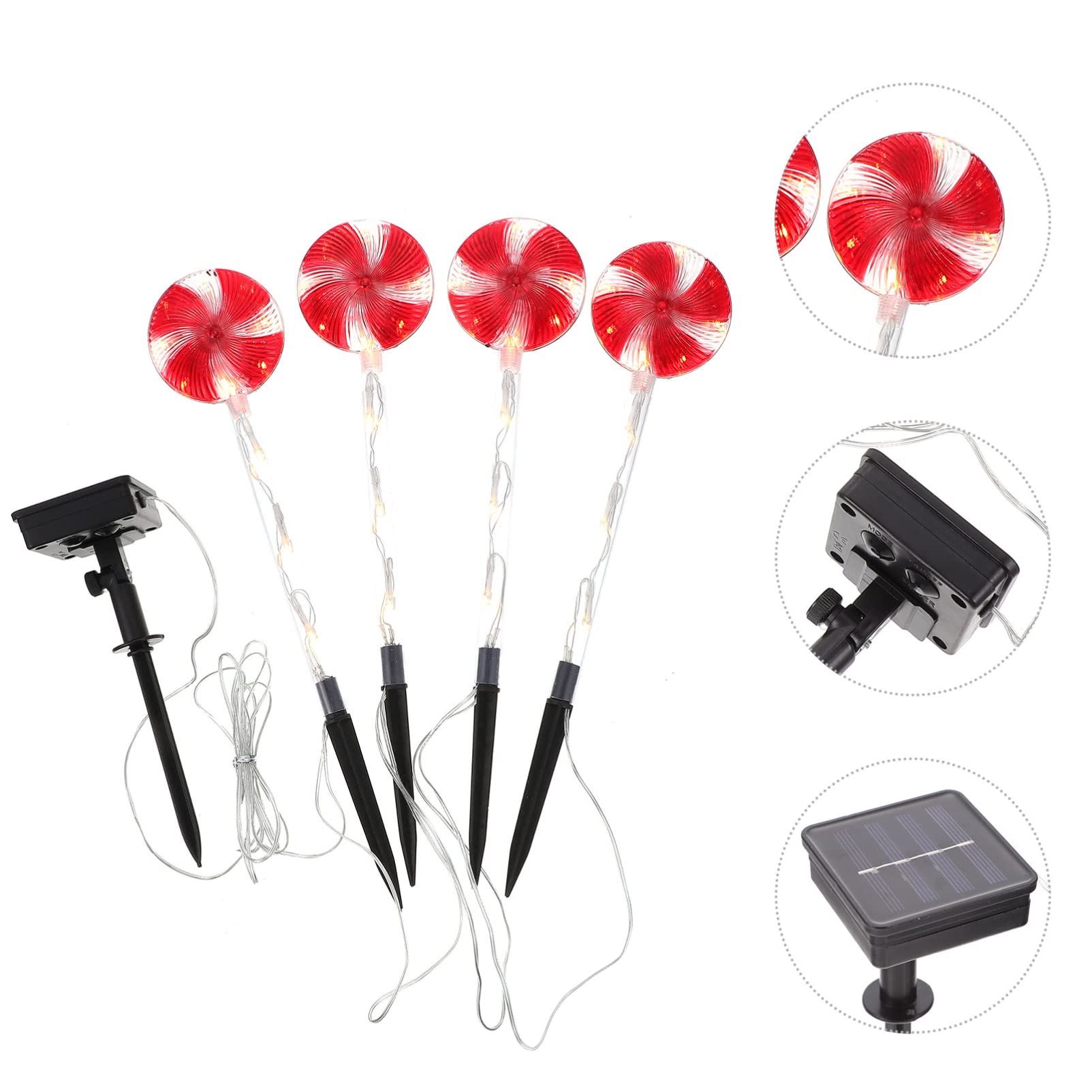 PRETYZOOM Solar Pathway Lights 1 Set Christmas Pathway Marker Light LED Solar Powered Xmas Candy Lollipop Ground Plug Light Lollipops Peppermint Sign for Home Garden Patio Solar Lights