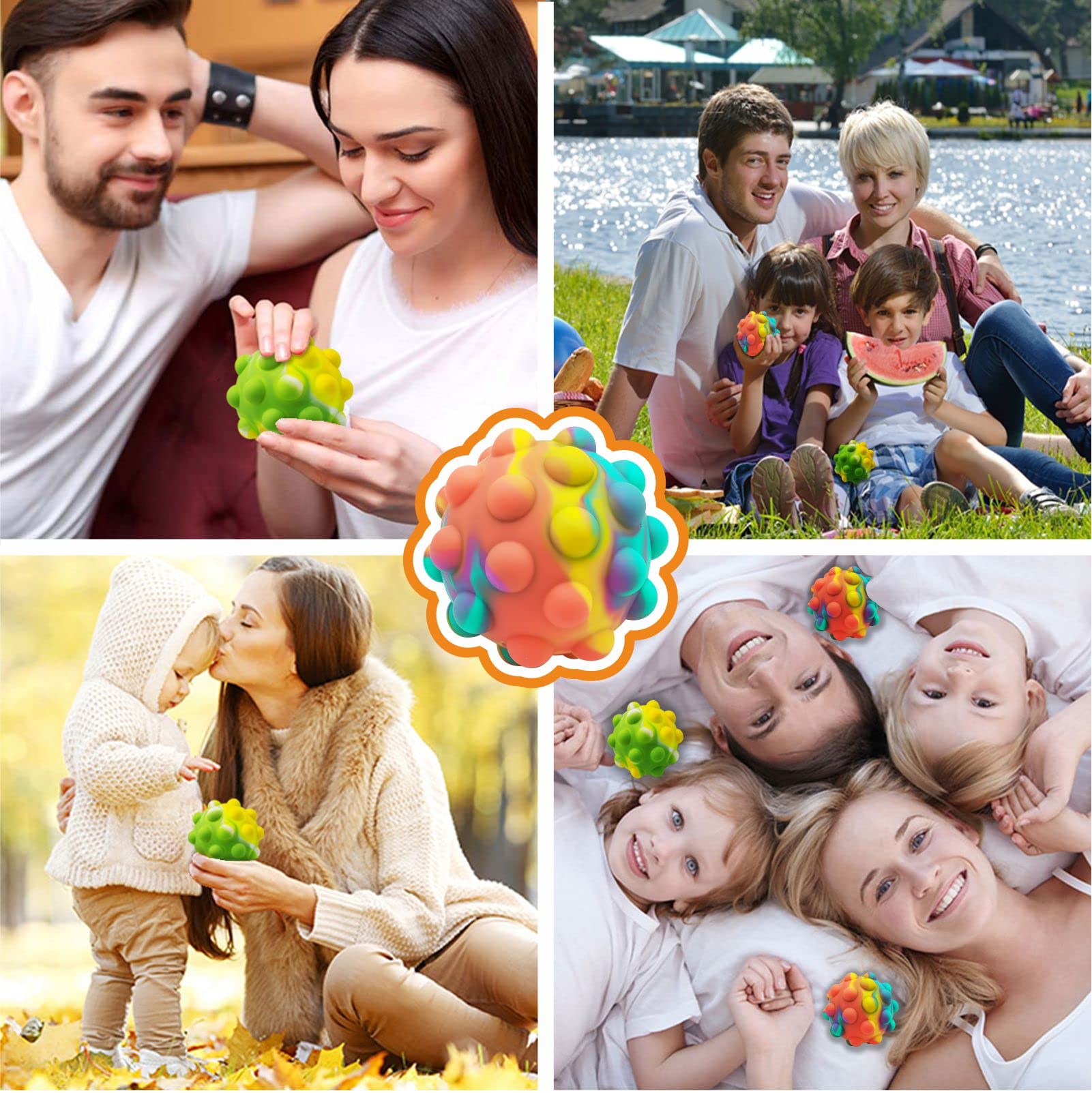 Stress Balls Fidget Toys for Adults and Kids Gift, Big Squishy Pop It Sensory for Autism Relief (1 Big Red and 2 Small Balls)