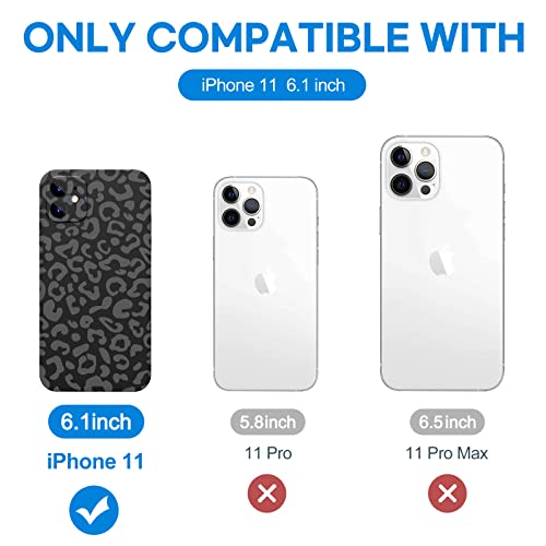 Hython Case for iPhone 11 Case Leopard, Matte Black Cheetah Print Pattern Design [Not Rub Off], Cute Slim Soft TPU Shockproof Protective Phone Case Cover for Women Men, Black Leopard Print
