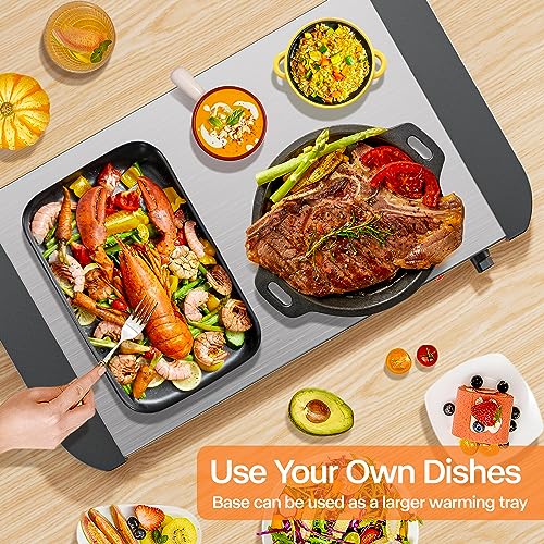 Leacco Buffet Server & Food Warmer, 3 x 2.5Qt Electric Chafing Dish Set, 25 x 14 Warming Tray Stainless Steel for Parties, Catering, Events