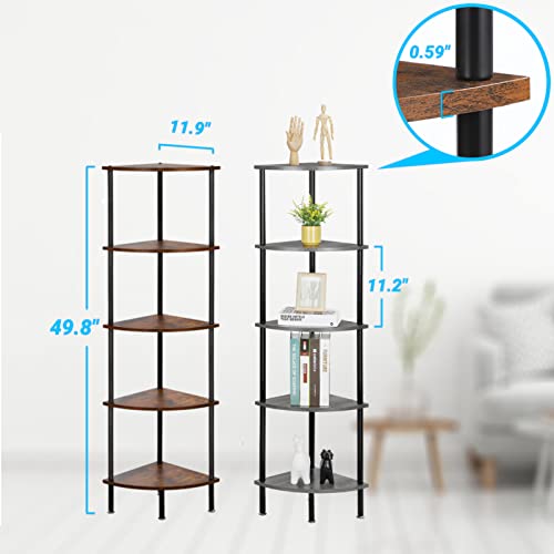 LIANTRAL 5 Tier Corner Shelf, 49.8β Corner Shelf Stand, Corner Bookshelf Plant Stand, Storage Shelf for Bathroom, Living Room, Kitchen, Home Office