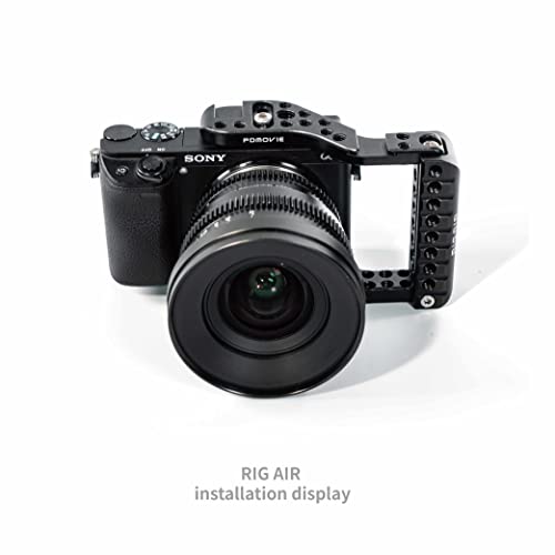 PDMOVIE Camera Half Cage, Compatible with Canon 5/6/7D, Sony A, Panasonic GH, Nikon D810, and Other Series Cameras, Comes with 2 Cold Shoe Sockets, Multiple 1/4 Inch Threaded Holes (RIG AIR)
