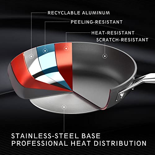 MSMK 11 Piece Induction Pots and Pans Cookware Set, Each Ridge Nonstick, Oven Safe to 700 ℉, PFOA Free Non-Toxic