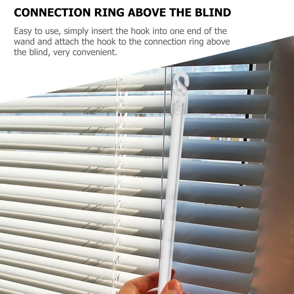 Blinds Stick Hook 24inch Transparent Fiberglass Blind Wand, Long Vertical Blinds Replacement Parts Blinds Stick with Hook and Handle Blind Tilt Wand