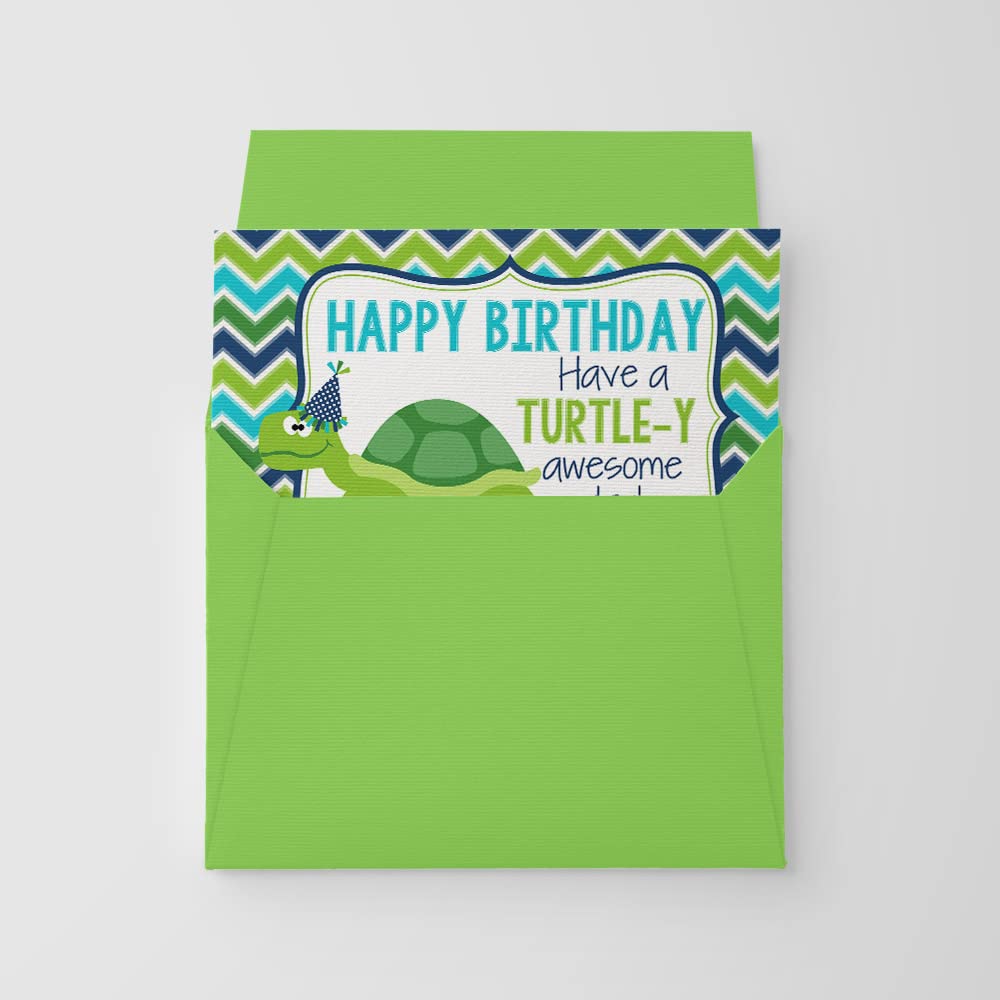 TURTLE-Y Awesome Day Turtle Themed Birthday Pun Themed Single (1) All Occasion Blank Birthday Card To Send To Friends & Family, 4"x 6" (when folded) Fill In Greeting Note Card by AmandaCreation