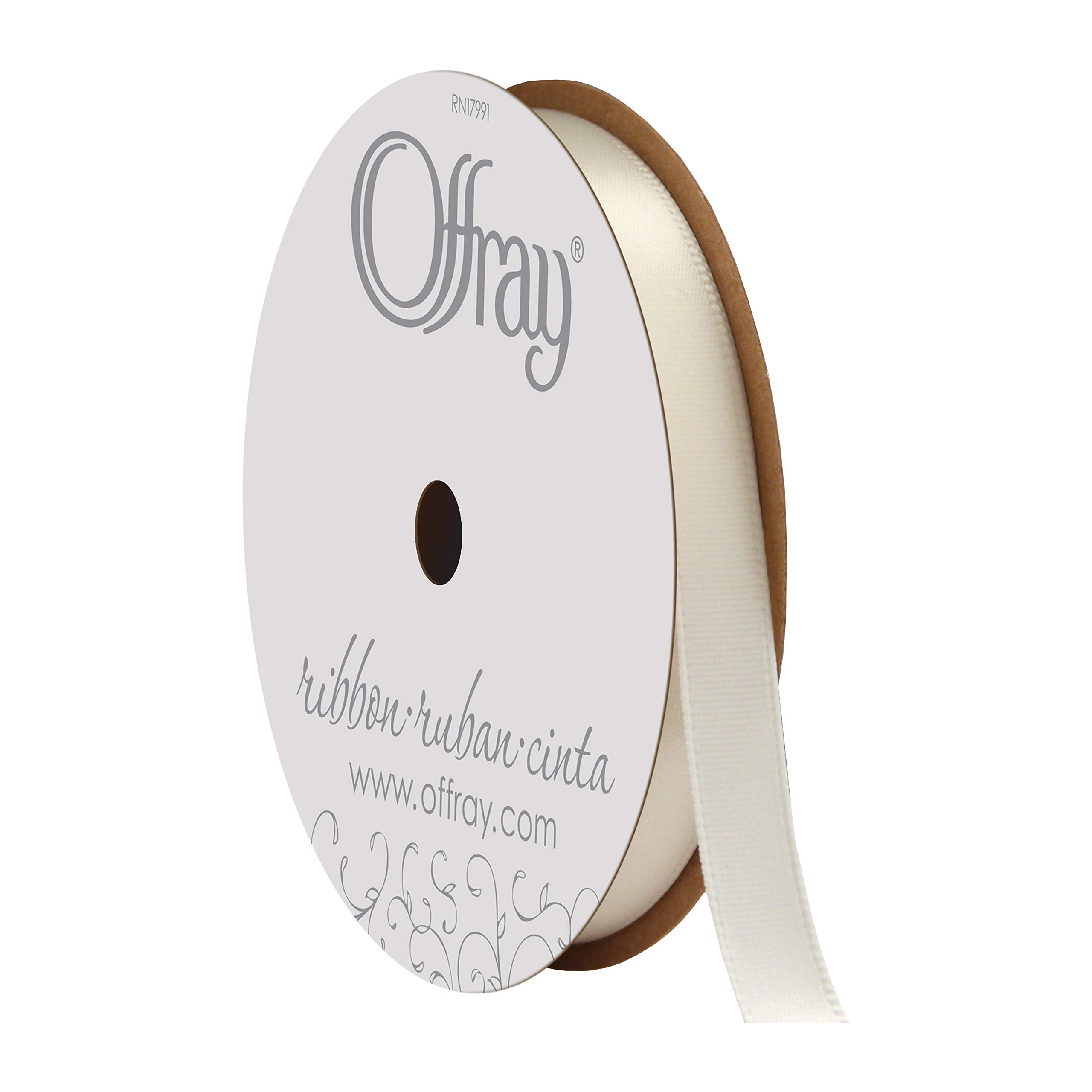 Berwick 061534 3/8" Wide Single Face Satin Ribbon, Antique White Ivory, 6 Yds