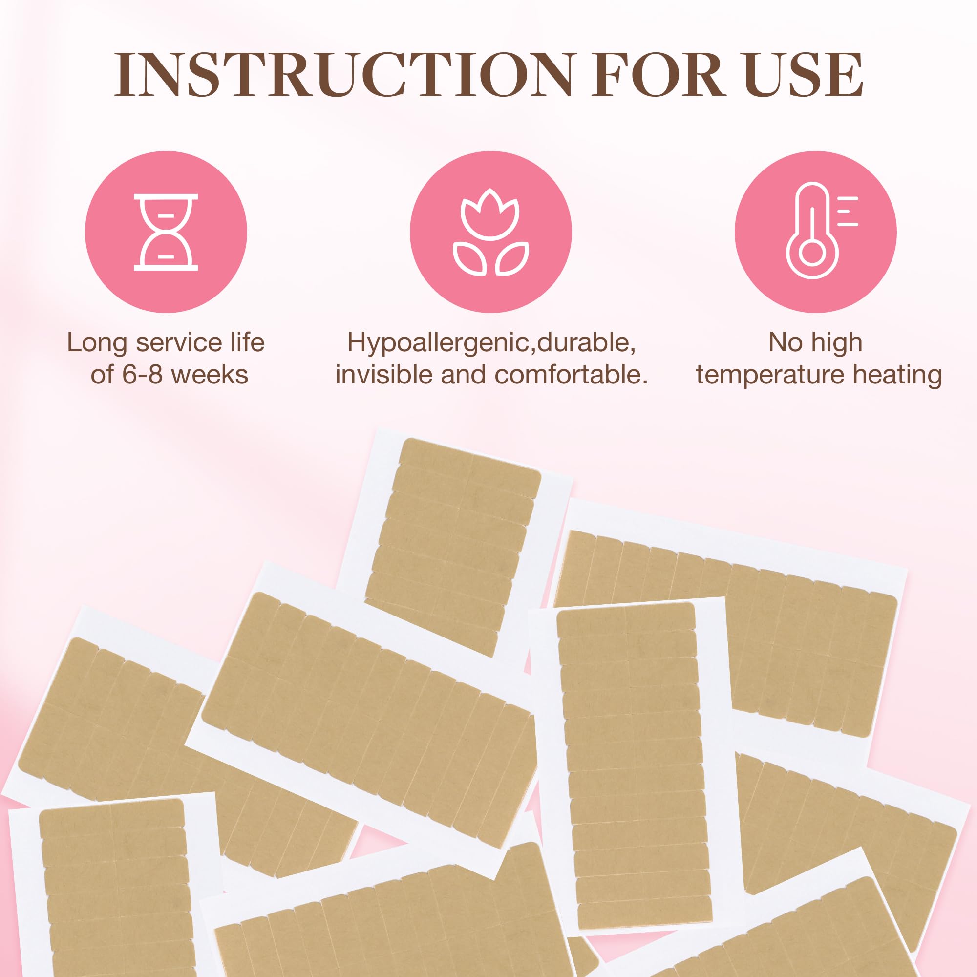 GOO GOO Hair Extension Tape Double Sided Adhesive Replacement Tape, Professional Strong Tapes for Tape in Hair Extensions 72pcs, 1.6 * 0.3inch per Piece