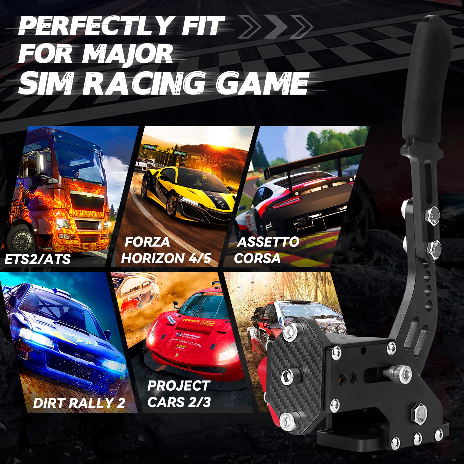 USB PC Handbrake with Clamp and USB H Gear Shifter for Logitech G25 G27 G29 T300RS/GT Steering Wheel PC Windows Sim Racing
