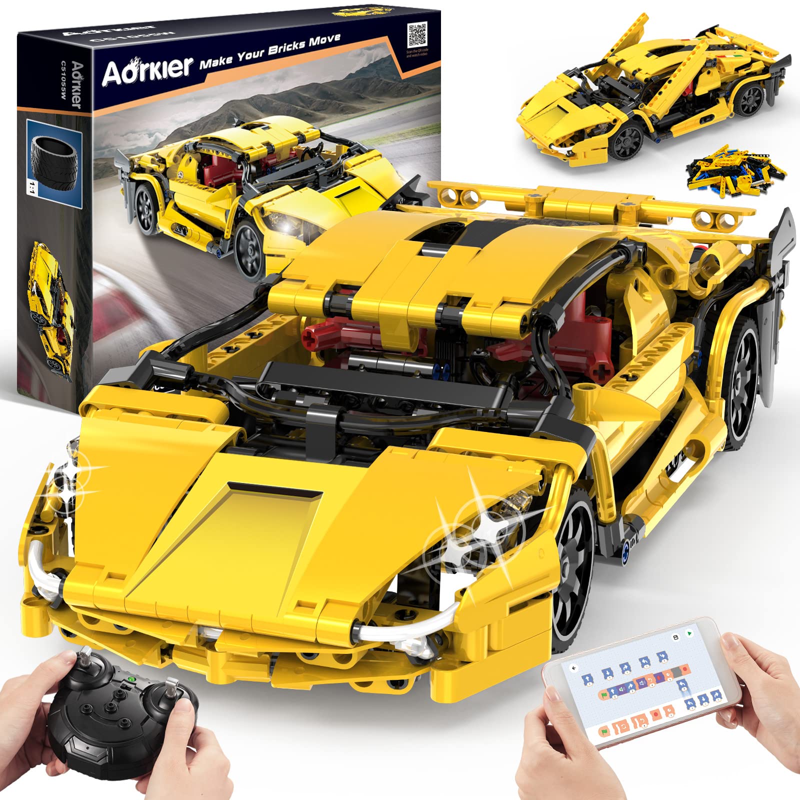 STEM Buidling Toys for 6 7 8 9 10 11 12 + Year Old Boys Girls Gifts Remote Control Car Toy Building Sets RC Race Model Cars Building Kits,Learning Toys Best Birthday for Kids (456PCS)