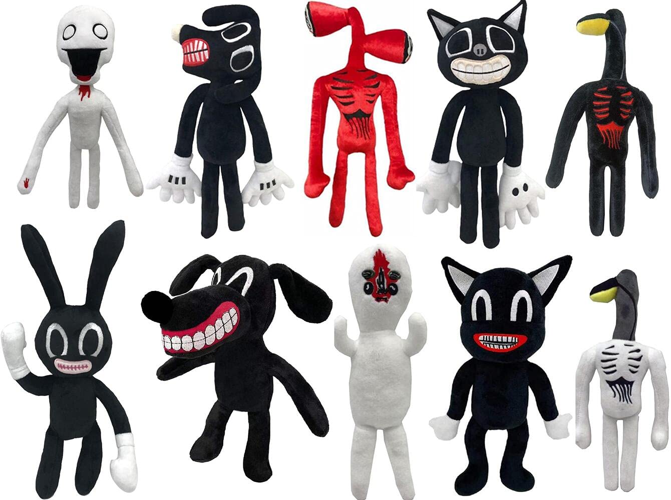 POPRORE 10 PCS Siren Head Plush Toys Siren Head Family Portrait Full Set Plush Toys Cartoon Dog Cartoon Cat Plush Toys for Home Party Gift Birthday Gift