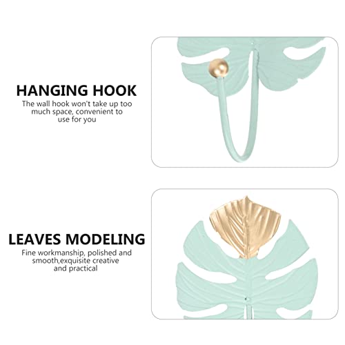 DOITOOL Metal Hangers Palm Leaf Wall Hooks Hanger: 5pcs Decorative Monstera Leaf Towel Hooks Rustic Key Hangers for Coat Hat Robe Entryway Car Key Holder