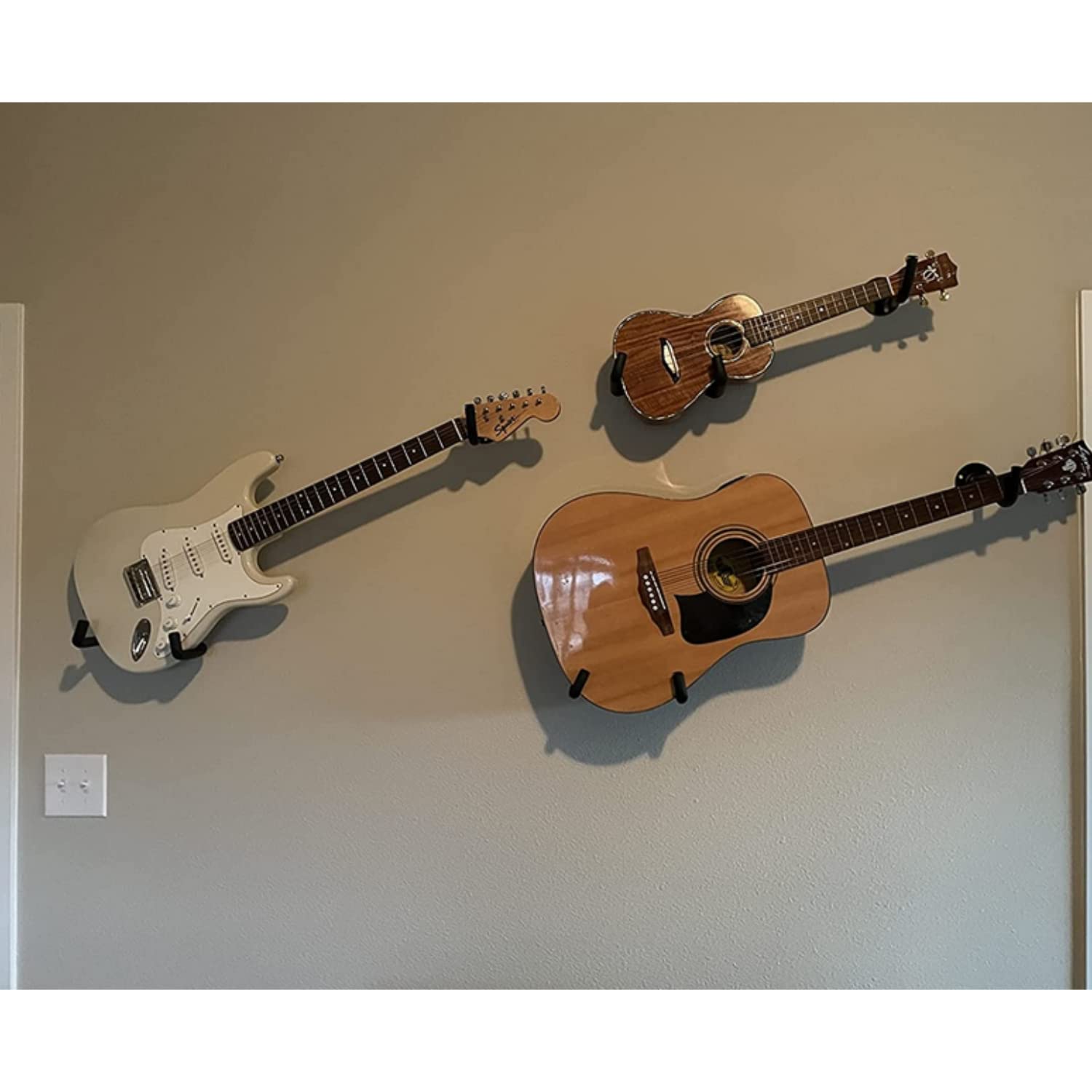 BEMTE Guitar Wall Mount Guitar Bass Display Rack Horizontal Hanger (Electric Guitar/ Ukulele)