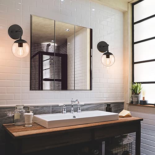 Design House 25 Inch Cyprus Bathroom Medicine Cabinet, Wall Mounted, Mirror, Clear Gloss, 590331