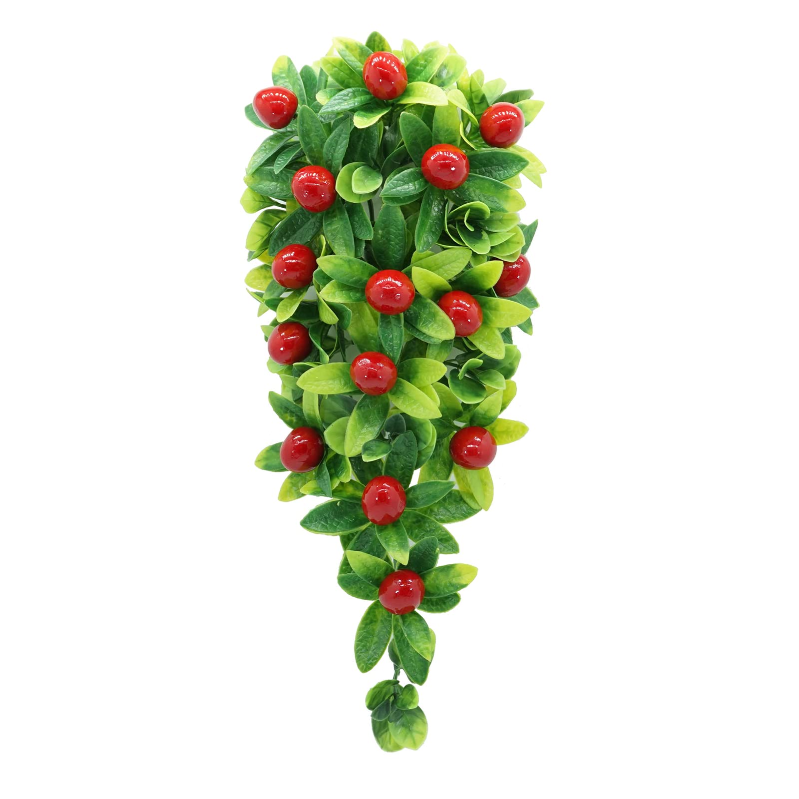 Okngr 1 Pcs Artificial Hanging Plant with Fruits, 15.74 Inch Plastic Fake Greenery Vine Hanging Garland Decorative Hanging Flowers for Home Kitchen Garden Office Wedding Wall Indoor Outdoor Decor