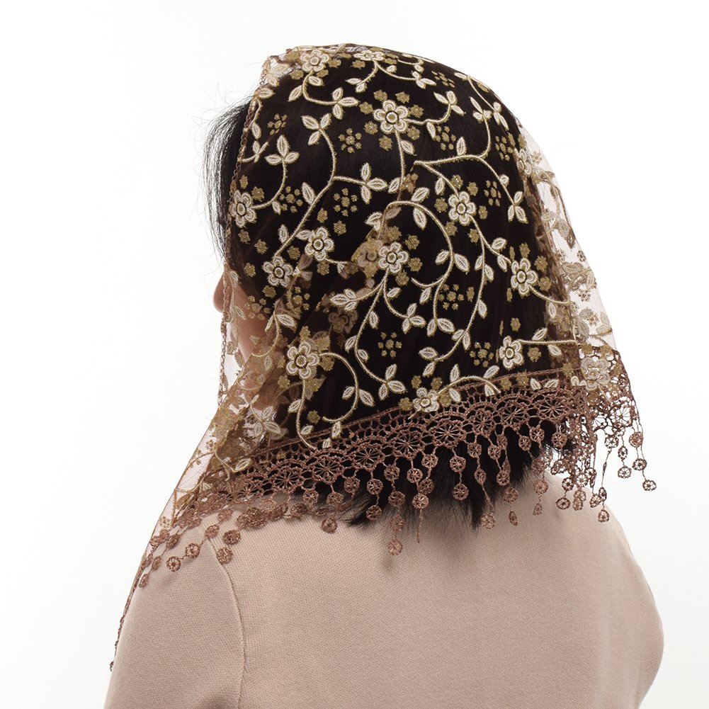 BLESSUME 1pc Women Triangle Pattern Veil Classic Mantilla Soft Lace Chapel Veil