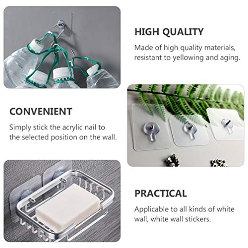 DOITOOL Self Adhesive Nails Wall Mount Non-Trace Screw Hook Stickers，10 Pcs Screw Free Stickers for Hanging Bathroom Kitchen Shower Room （16mm）